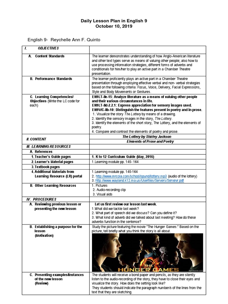 The Lottery by Shirley Jackson | PDF | Poetry | Lesson Plan