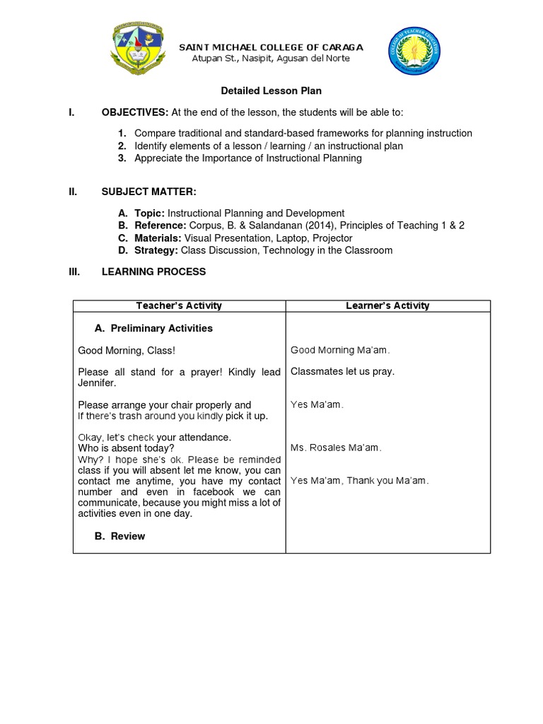 Aa Detailed Lesson Plan | PDF | Lesson Plan | Learning
