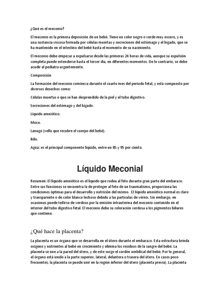 Qué Es El Meconio | PDF | Placenta | Feto