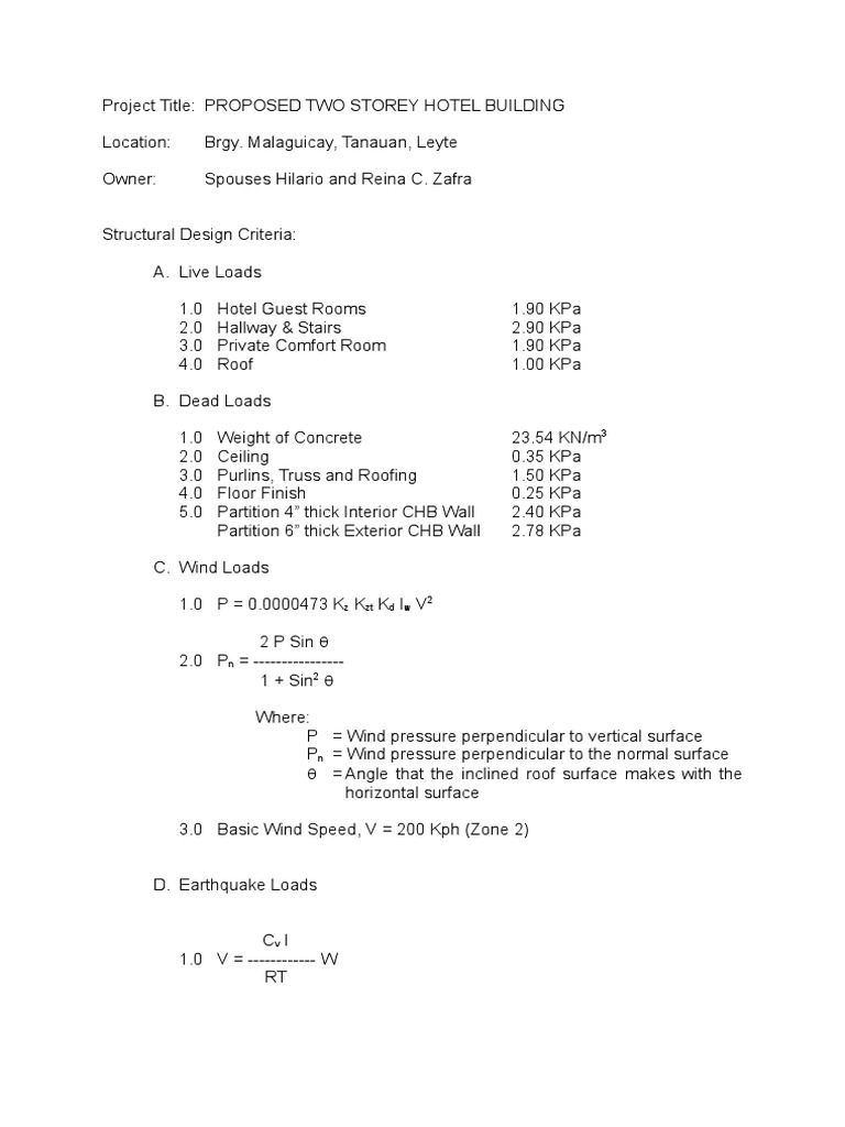 Proposed Two Storey Hotel Design | PDF | Structural Steel | Reinforced ...
