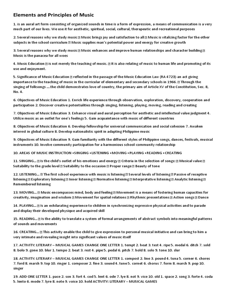 Elements and Principles of Music | PDF | Harmony | Chord (Music)