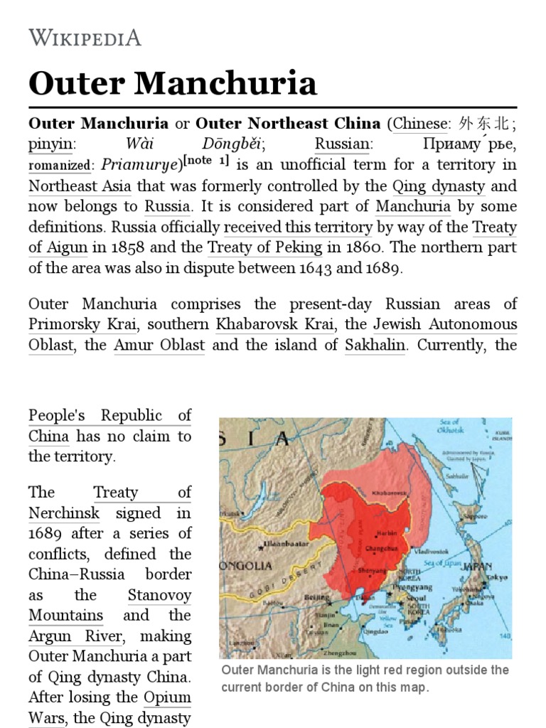Outer Manchuria MAP PDF | PDF | Manchuria | Northeast Asia