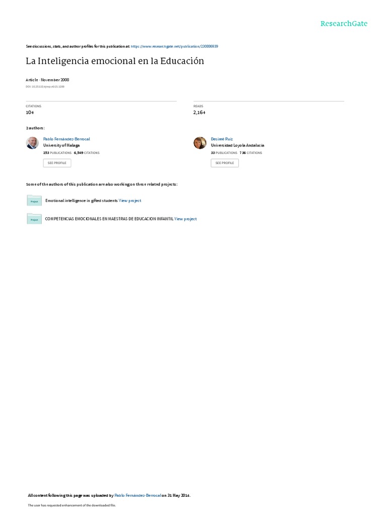La Inteligencia Emocional En La Educacion Pdf Pdf Inteligencia