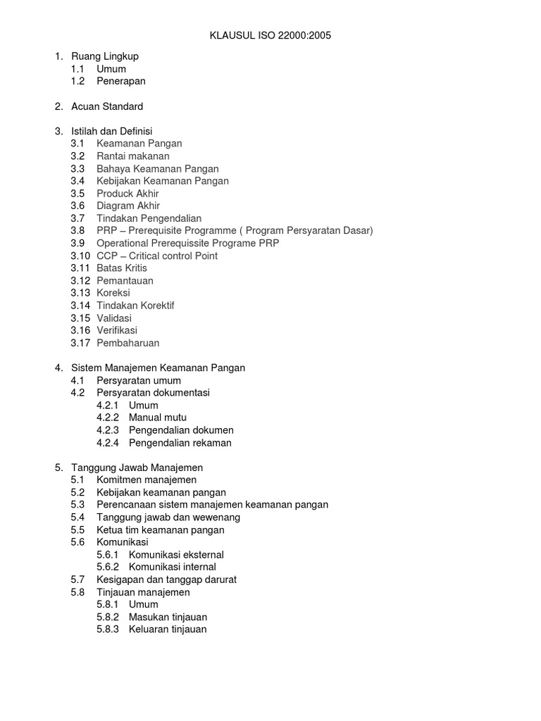 Klausul Iso 22000 2005 | PDF