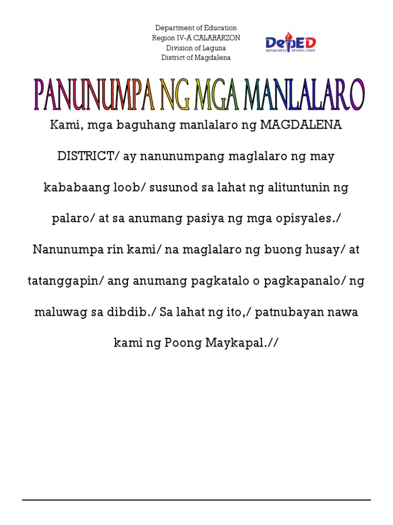 Panunumpa NG Manlalaro | PDF