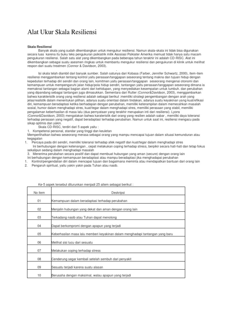 Mengukur Resiliensi melalui Skala CD-RISC | PDF