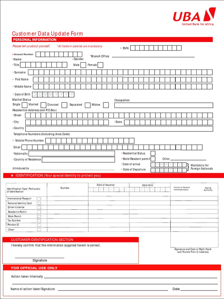 Customer Data Update Form PDF | PDF | Identity Document | Applications ...