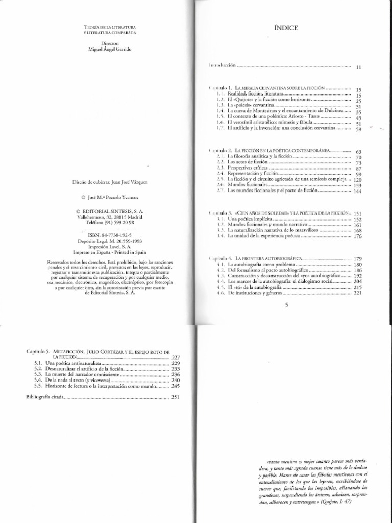 Poetica de La Ficción. Cap 1. Pozuelo Yvancos PDF | PDF