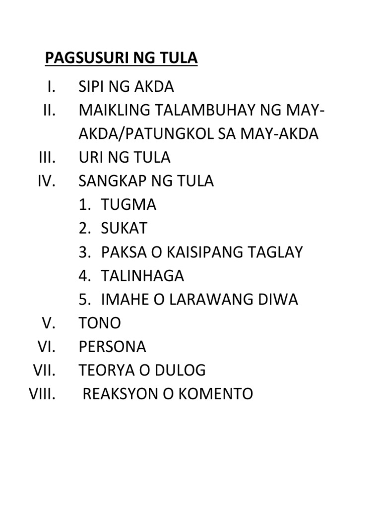 GABAY SA PAGSUSURI NG TULA at MAIKLING KUWENTO | PDF