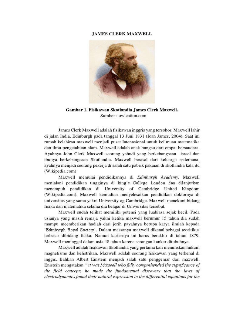 Biografi dan Penemuan James Clerk Maxwell | PDF