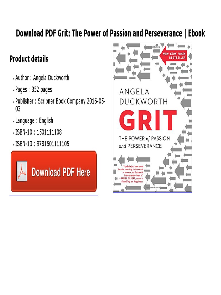 Grit The Power of Passion and Perseverance | Download Free PDF | Grit ...