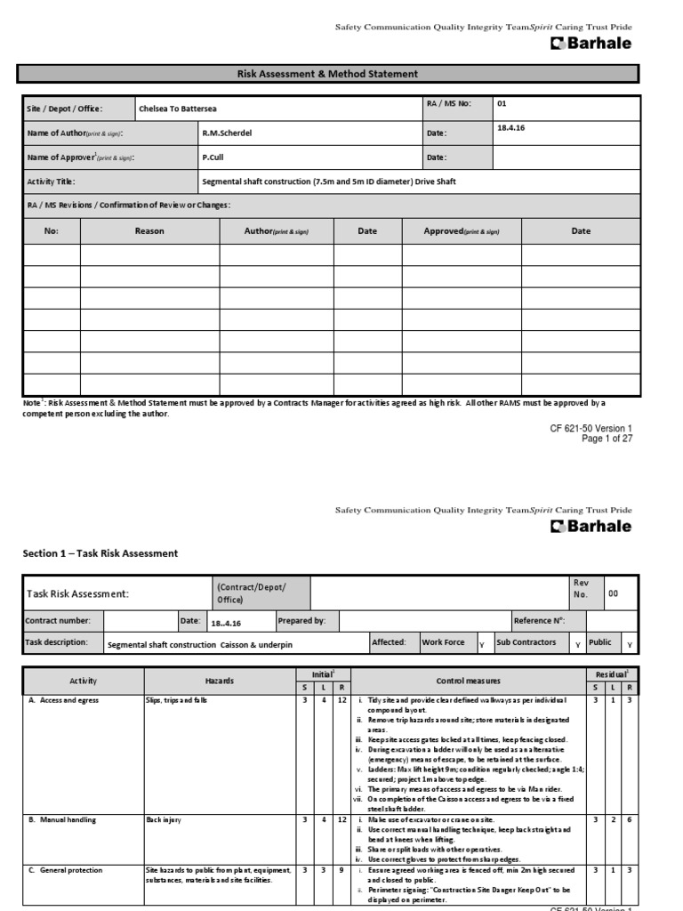 Risk Assessment and Method Statement PDF | PDF | Risk | Pollution