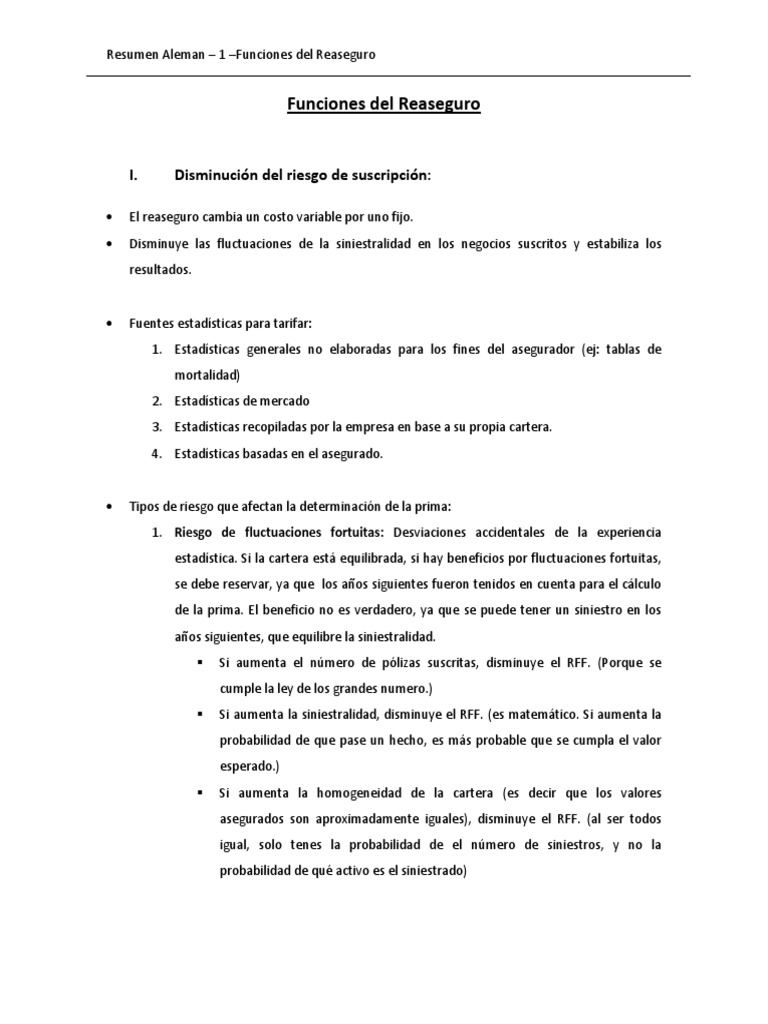 Funciones Clave del Reaseguro | PDF | Reaseguro | Seguro