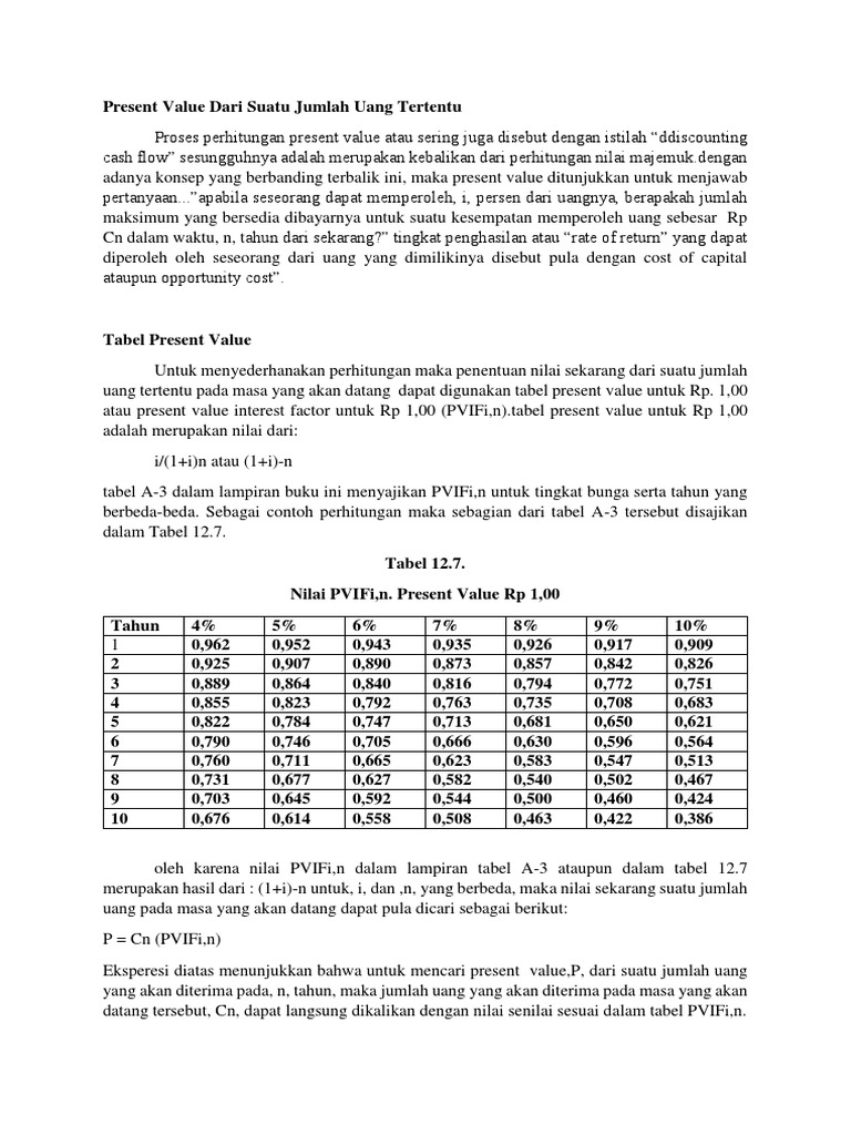 Present Value Dari Suatu Jumlah Uang Tertentu | PDF | Pengelolaan ...