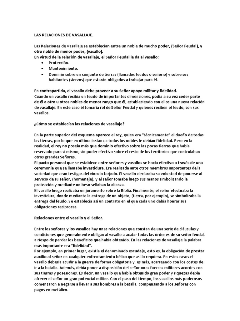 Vasallaje | PDF | Feudalismo | Ley medieval