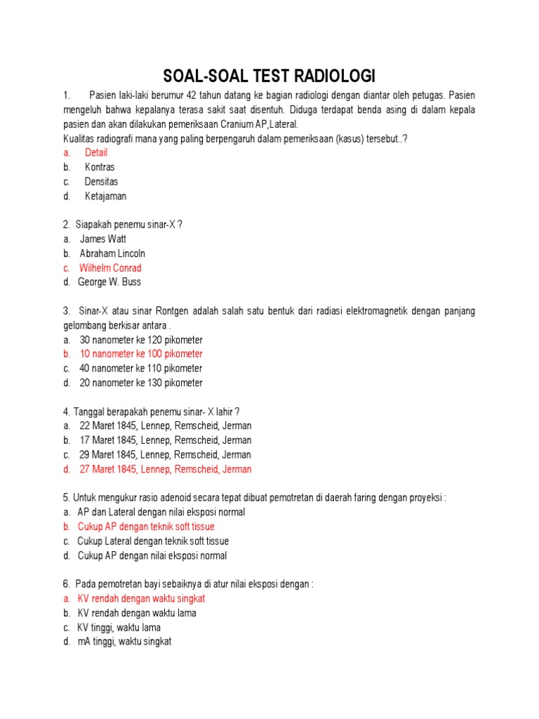 Soal Radiologi | PDF