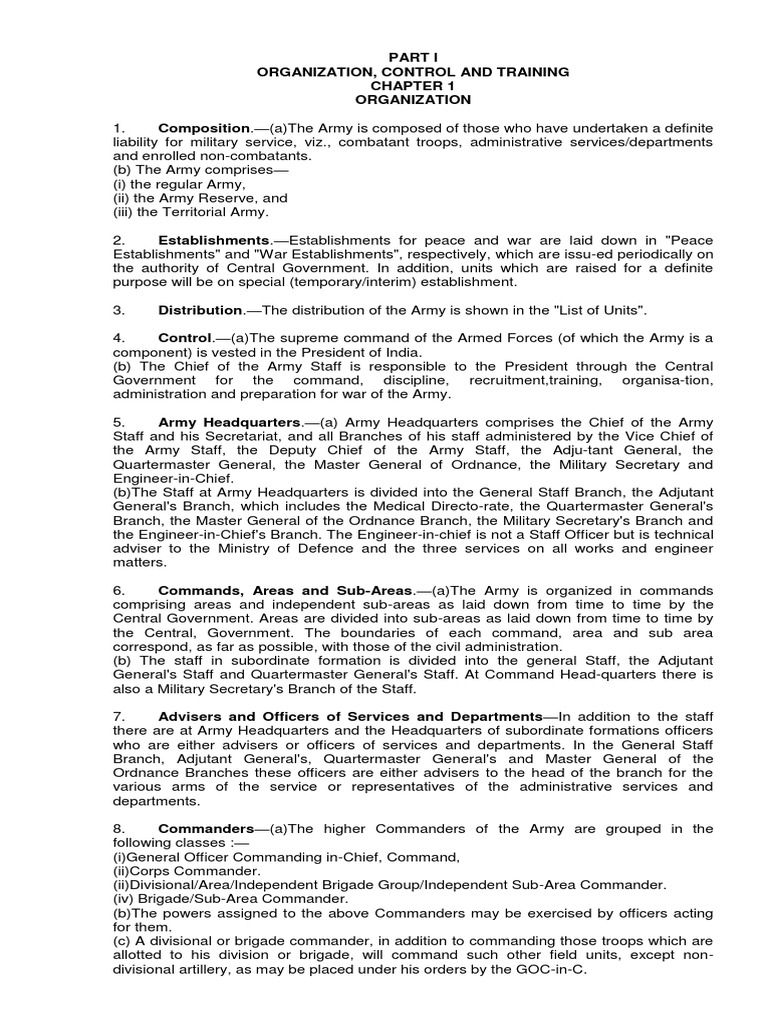 Army Organization and Command Structure | PDF | Staff (Military ...