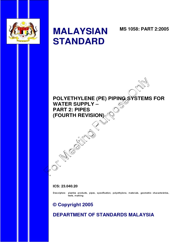 MS 1058 - Part 2 - 2005 PDF | PDF | Polyethylene | Thermoplastic