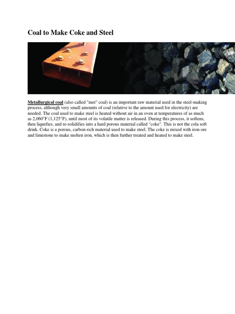 The Vital Role of Metallurgical Coal in Producing Coke for Steelmaking ...