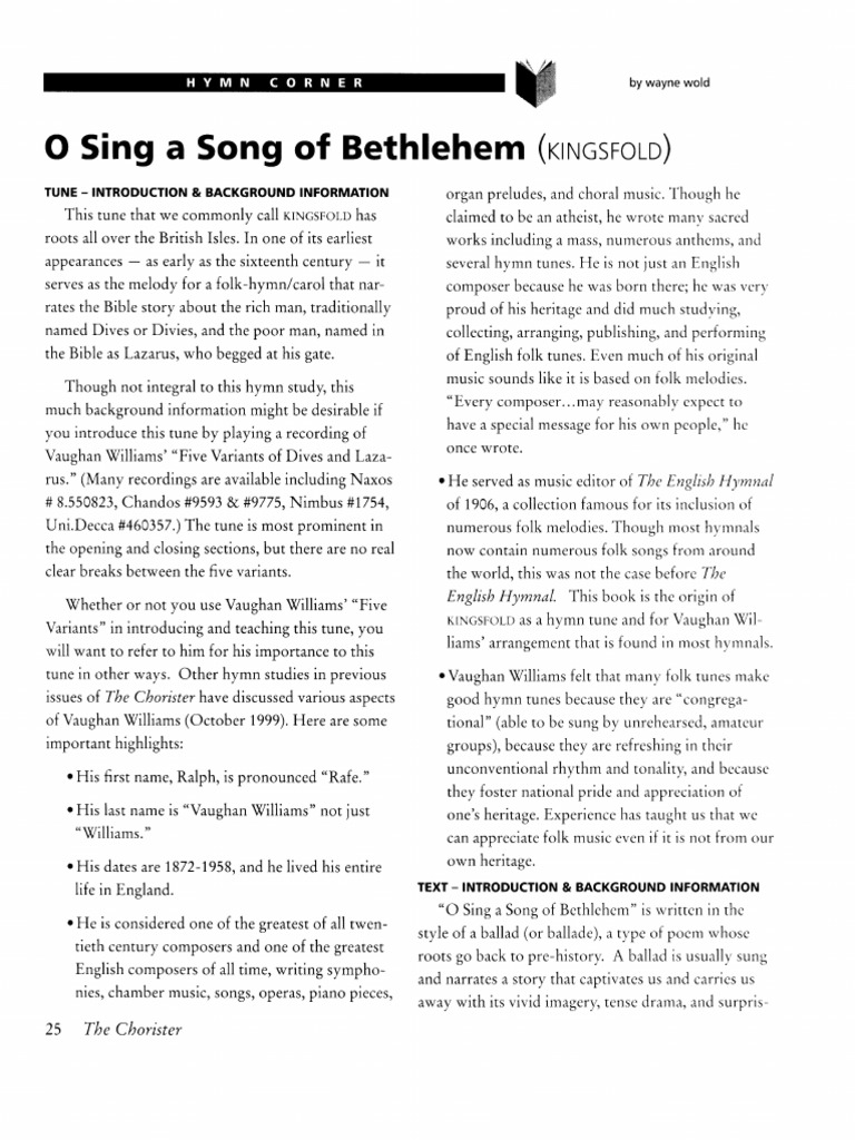 O Sing A Song of Bethlehem | PDF | Hymns | Folk Music