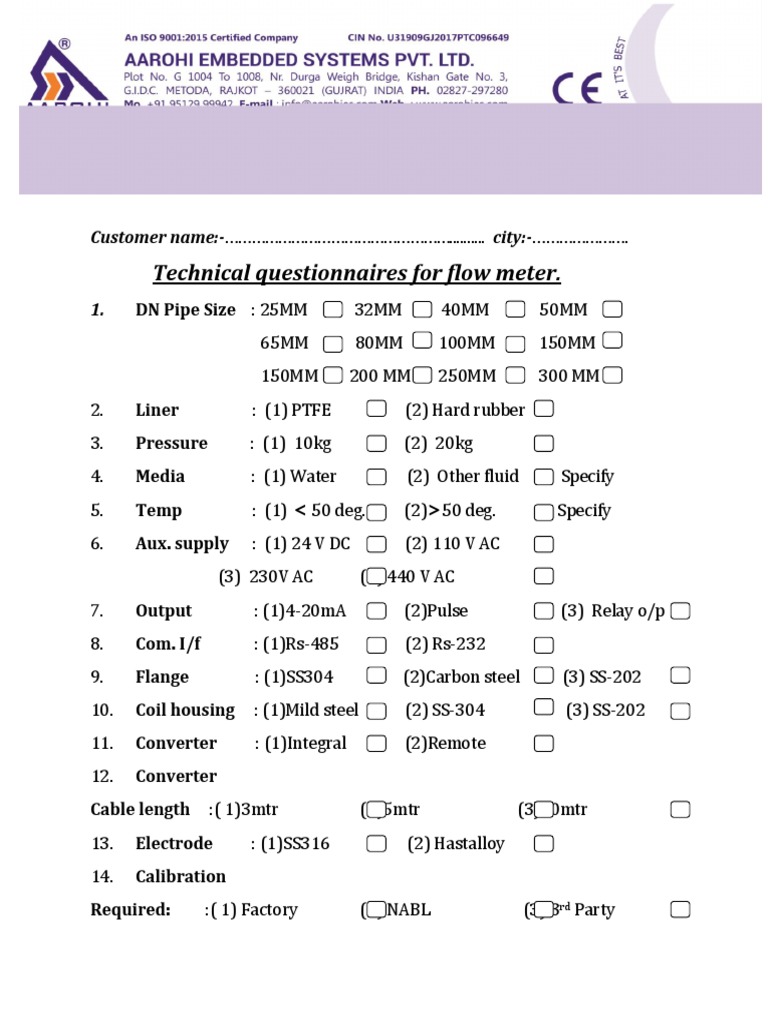 Flowmeter Check List | PDF