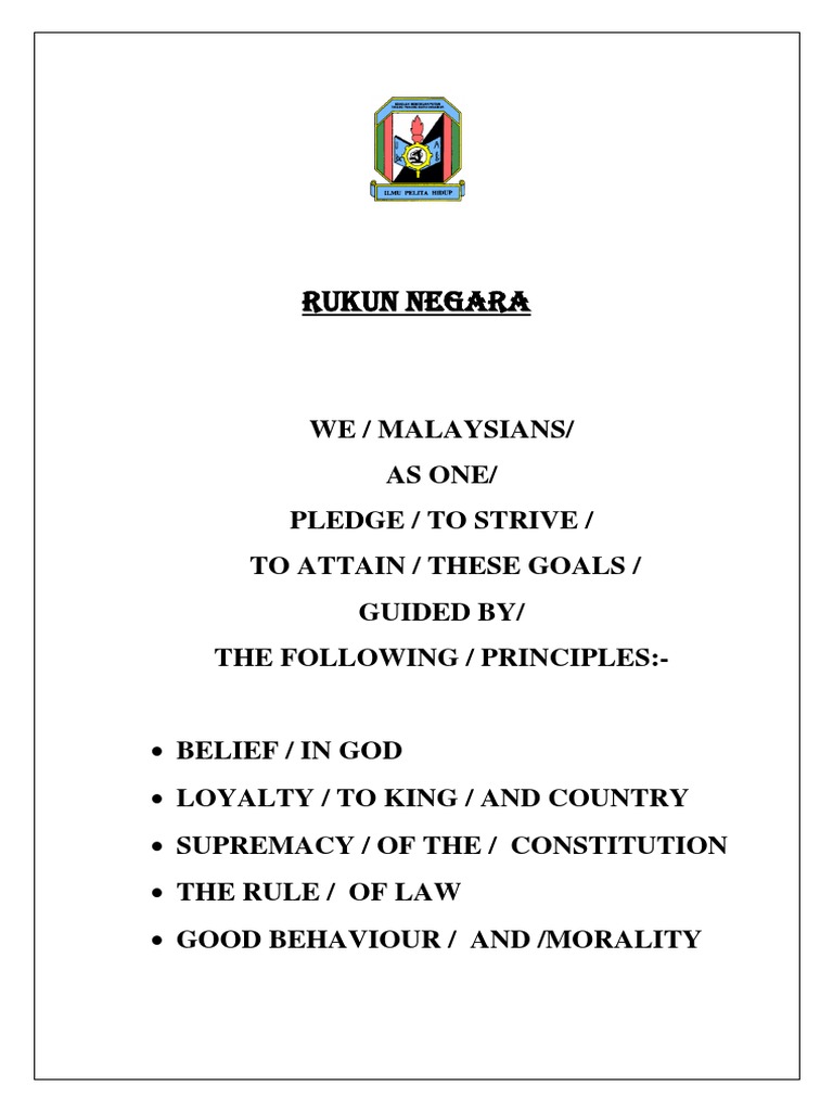 Rukun Negara in English | PDF