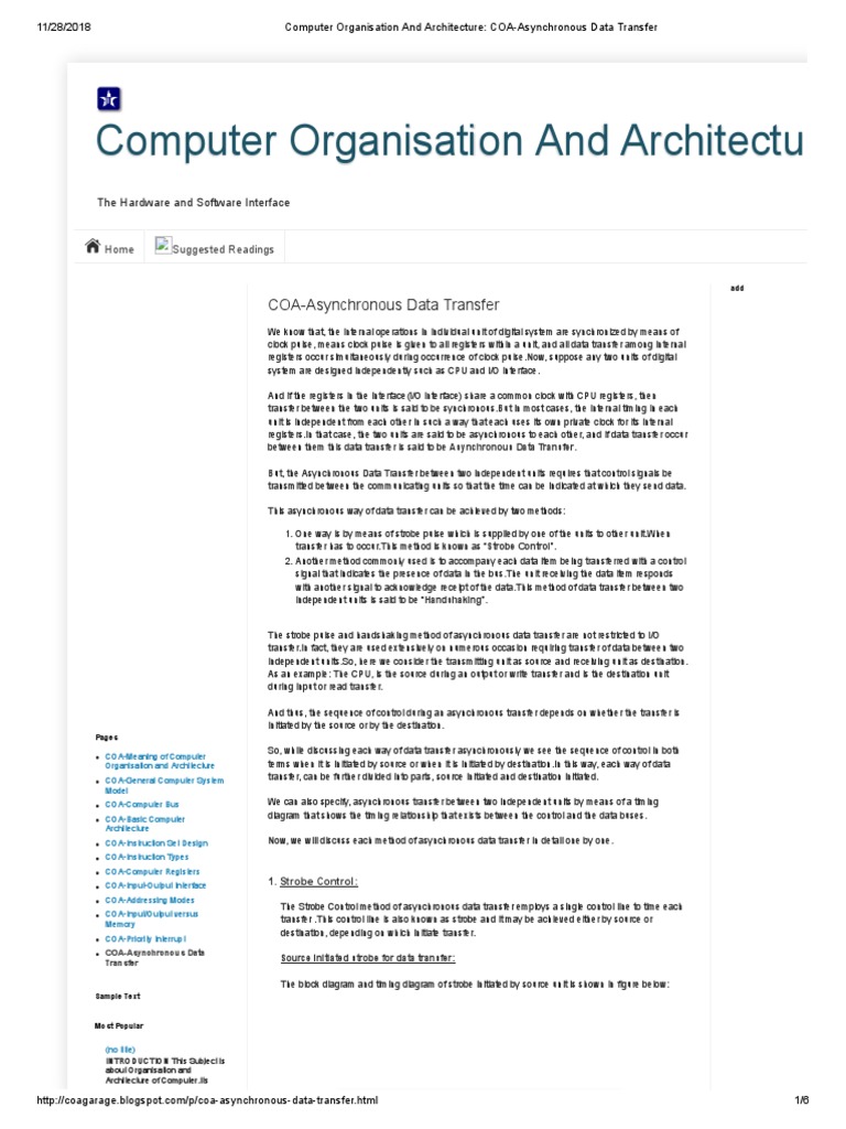 Computer Organisation and Architecture - COA-Asynchronous Data Transfer | PDF | Input/Output ...