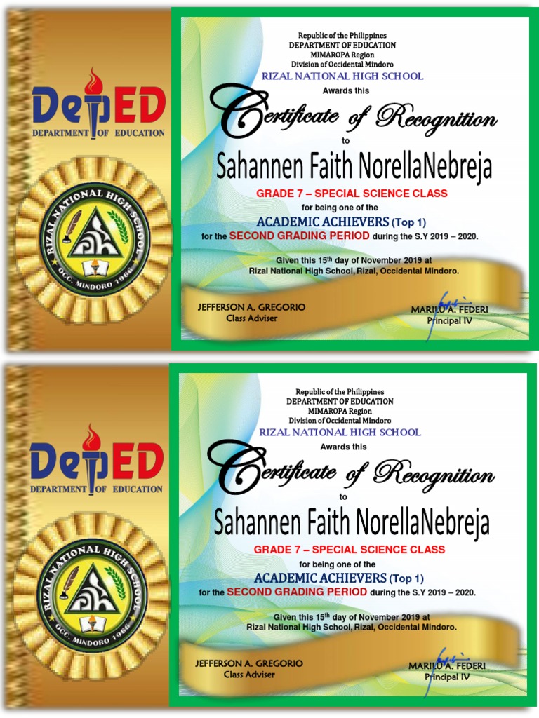 Certificate 2ND Grading | PDF