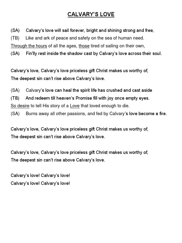 Calvary's Love - Lyrics | PDF