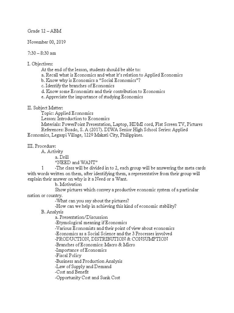Lesson Plan G12 ABM | PDF