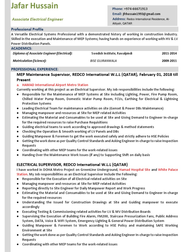 Mep CV | PDF | Engineer | Business