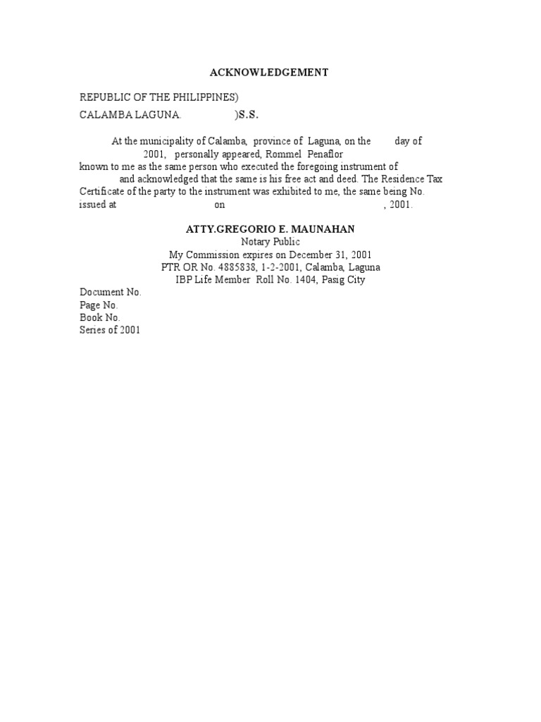 Legal Document Acknowledgments | PDF | Affidavit | Oath Of Office