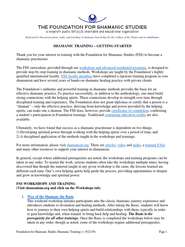 Shamanic Training Getting Started | PDF | Shamanism | Curriculum
