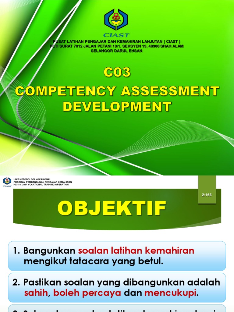 C03 COMPETENCY ASSESSMENT DEVELOPMENT (PEMBANGUNAN SOALAN) (Autosaved) | PDF