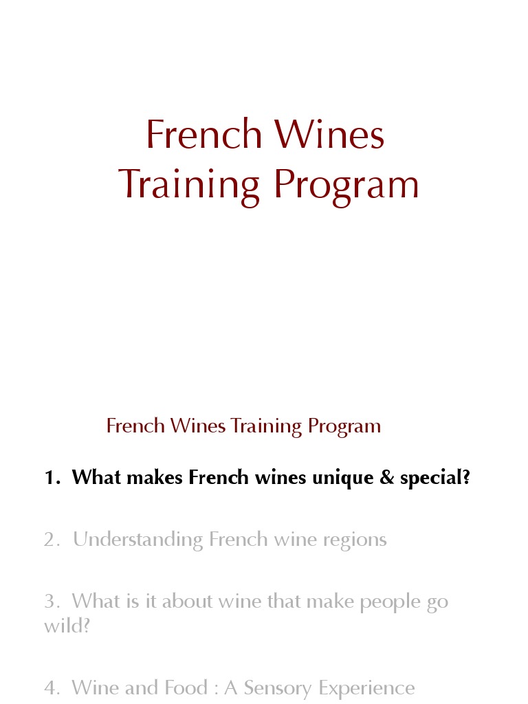 French Wines Training Program PDF | PDF | Winemaking | Wine