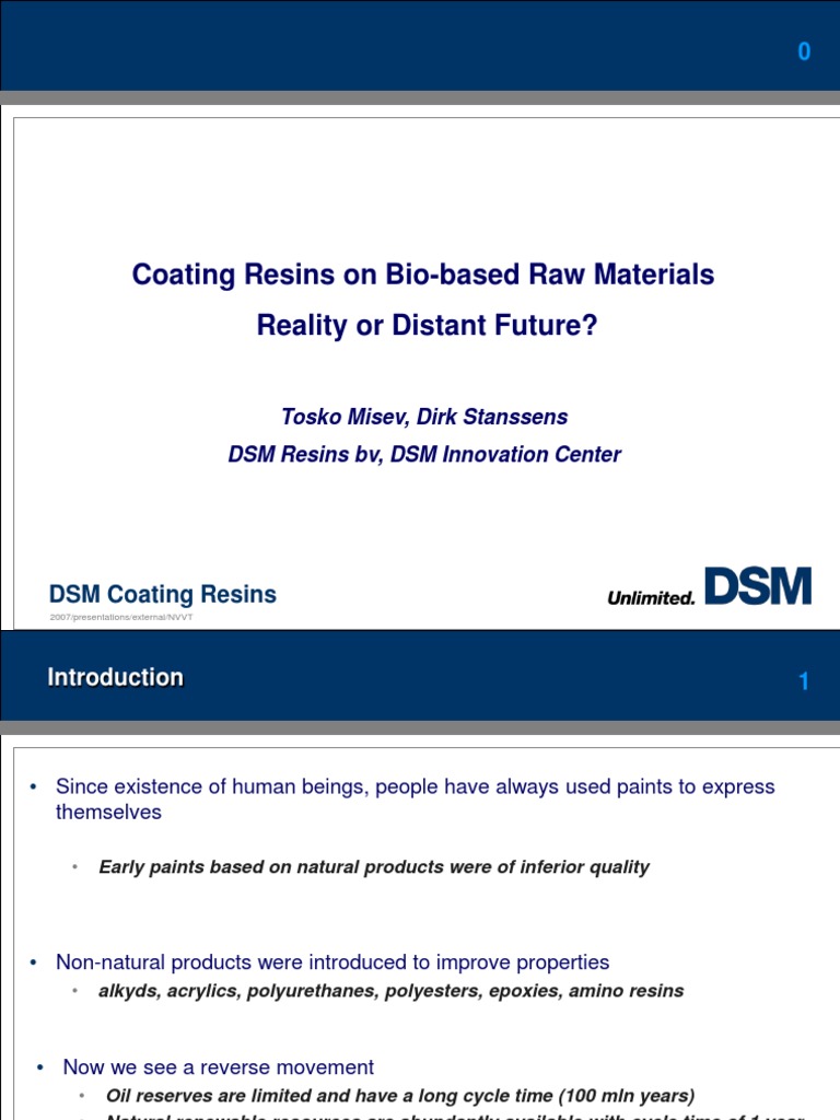 Coatings Resins On Bio Based Raw Materials DSM | PDF | Biotechnology ...