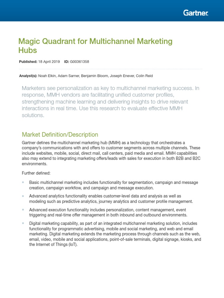 Magic Quadrant Marketing Hubs | PDF | Analytics | Marketing
