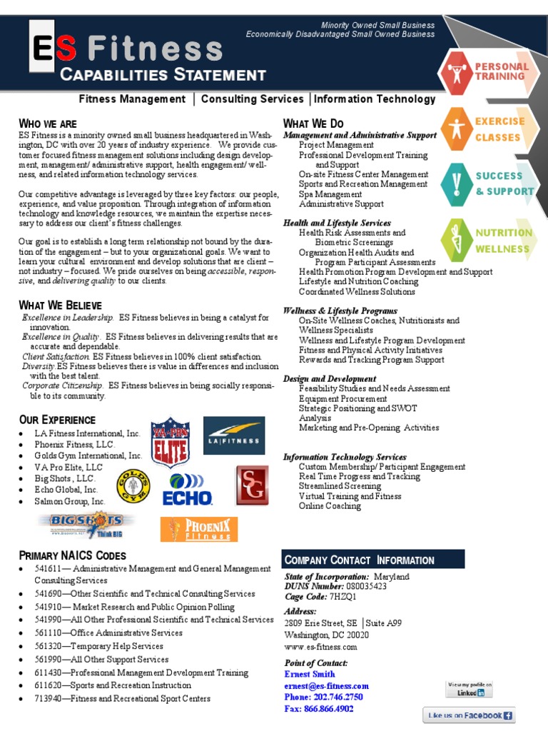 ES Fitness Capabilities Statement v1 3 2016 | PDF | Economies | Business