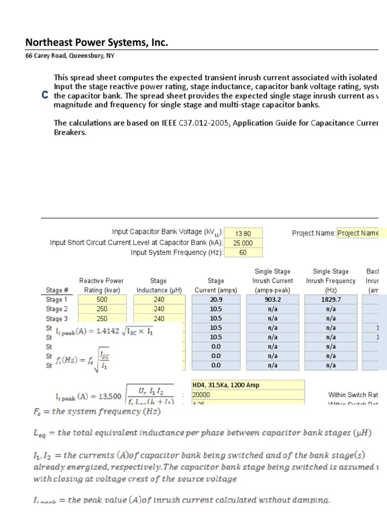 Peak Inrush Current From Capacitor Bank Switching | PDF | Capacitor ...