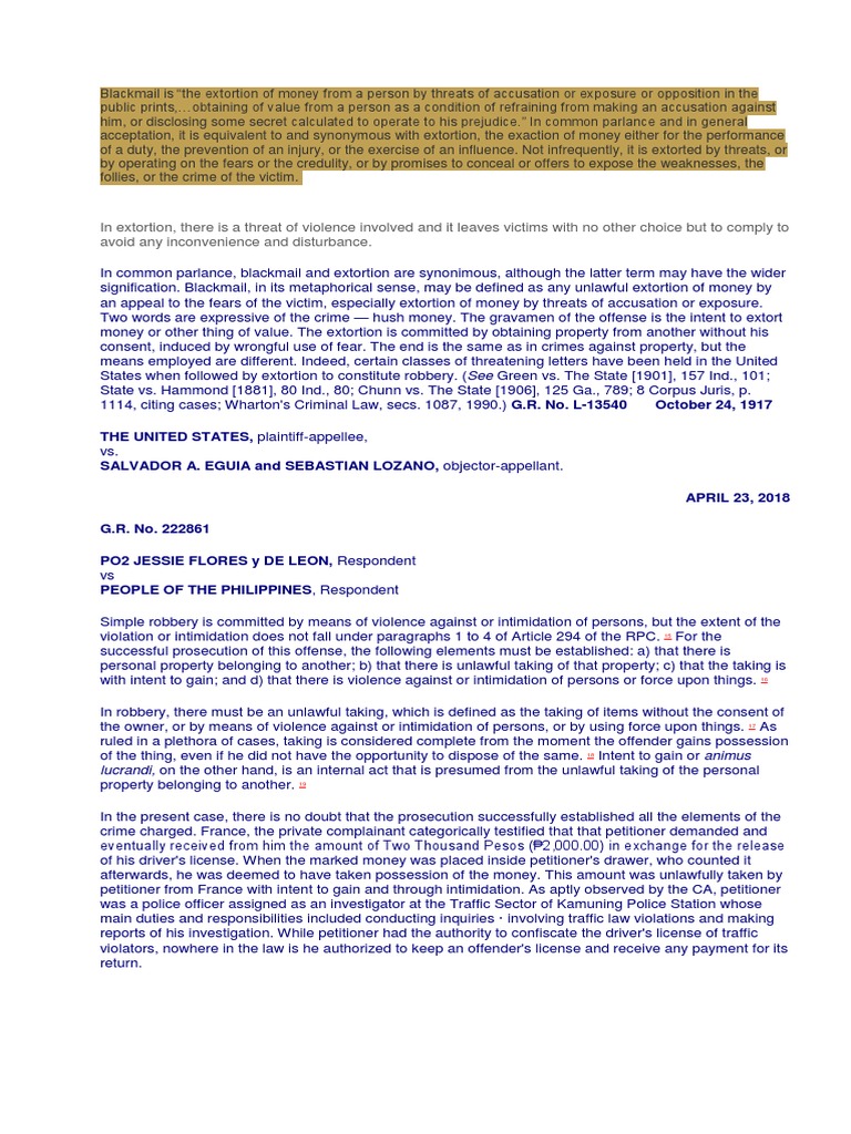 Blackmail Notes | PDF | Extortion | Robbery