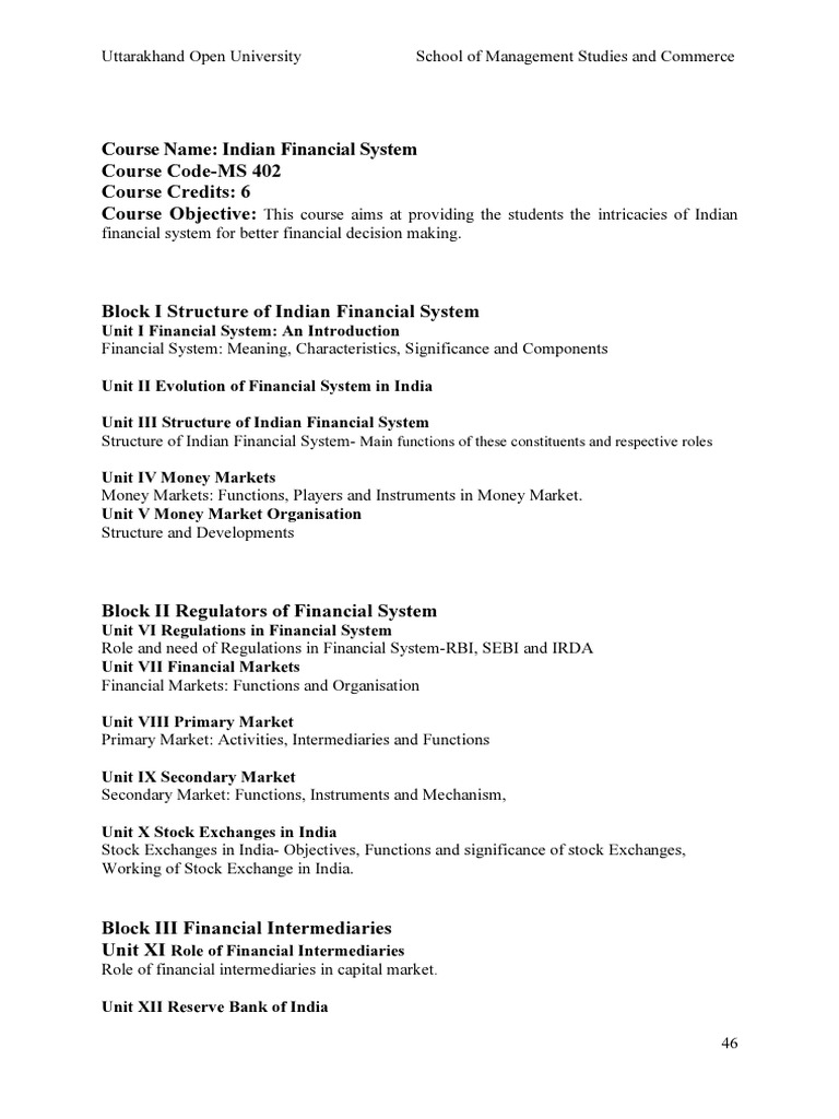 Indian Banking System Syllabus PDF | PDF | Financial Markets ...