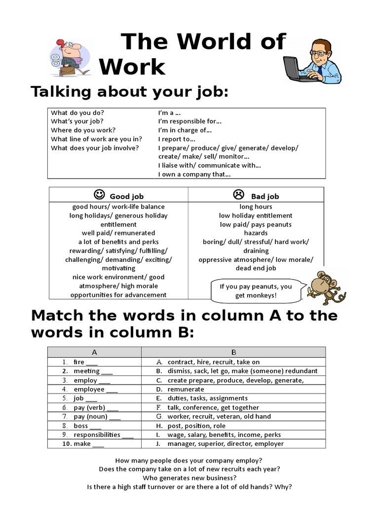 Talking About Your Job and Work in General Fun Activities Games ...