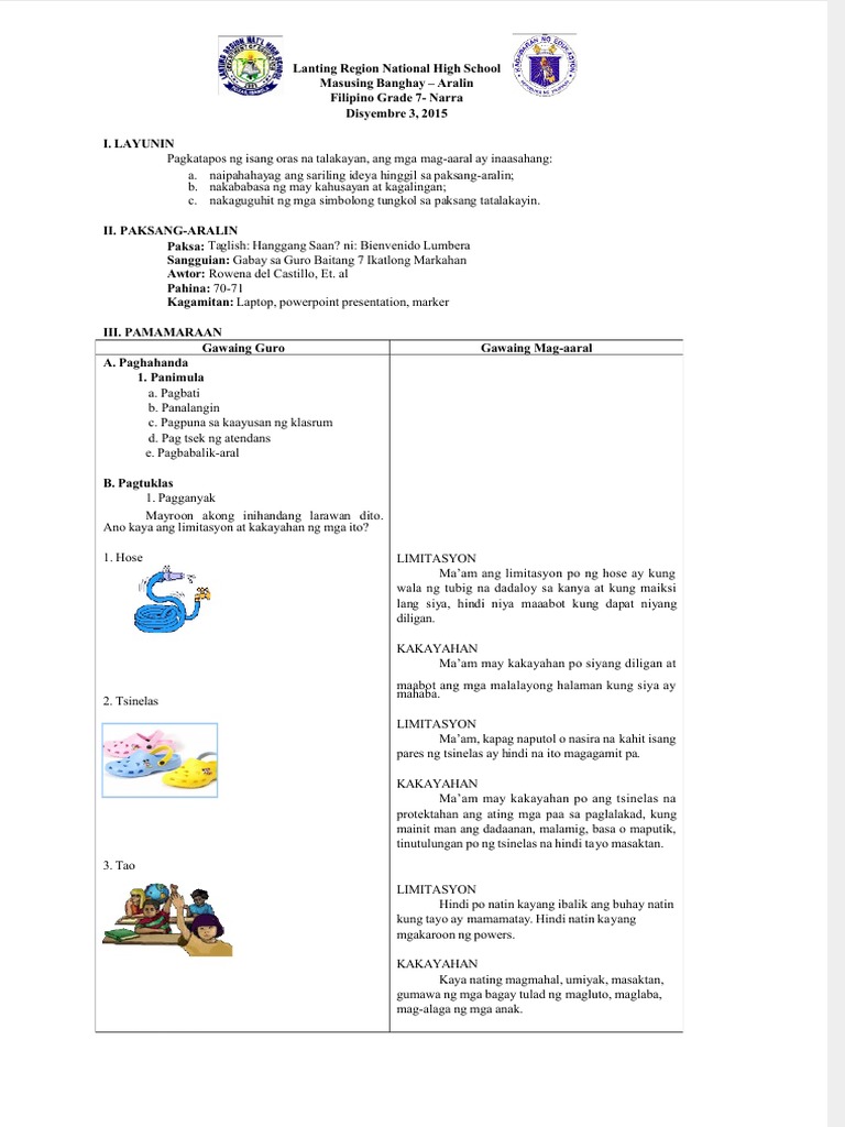 Vdocuments - MX - LP Sa Filipino 7 Taglish Hanggang Saan | PDF