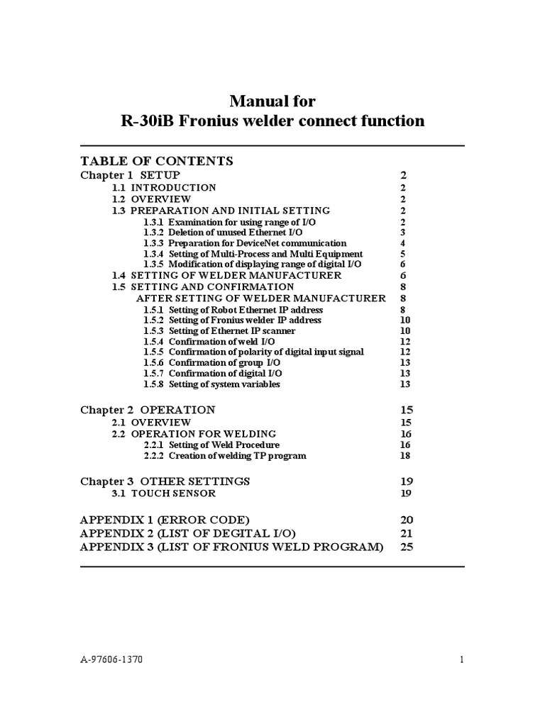 Fronius Welder Setup for Fanuc Robots | PDF | Internet Protocol Suite ...