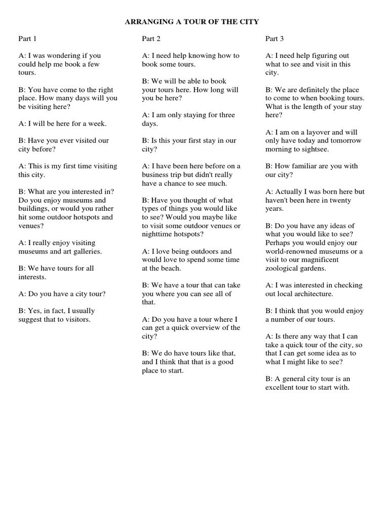 Arranging A Tour of The City | PDF