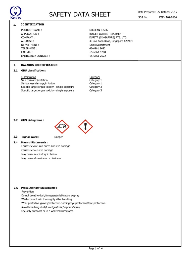 Msds - Diclean B-566 | PDF | Combustion | Toxicity
