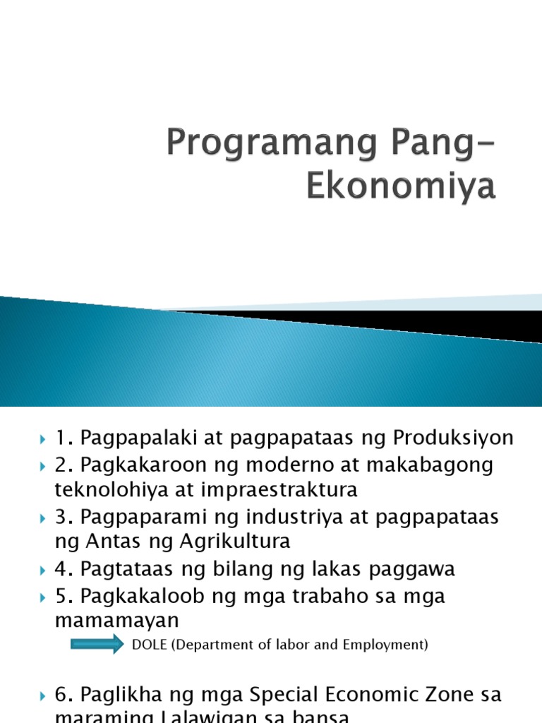 Programang Pang-Ekonomiya | PDF