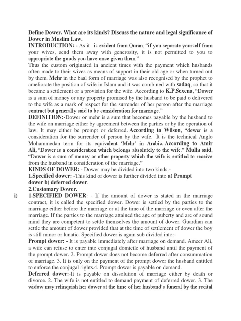Muslim Law Notes | Download Free PDF | Marriage | Legal Guardian