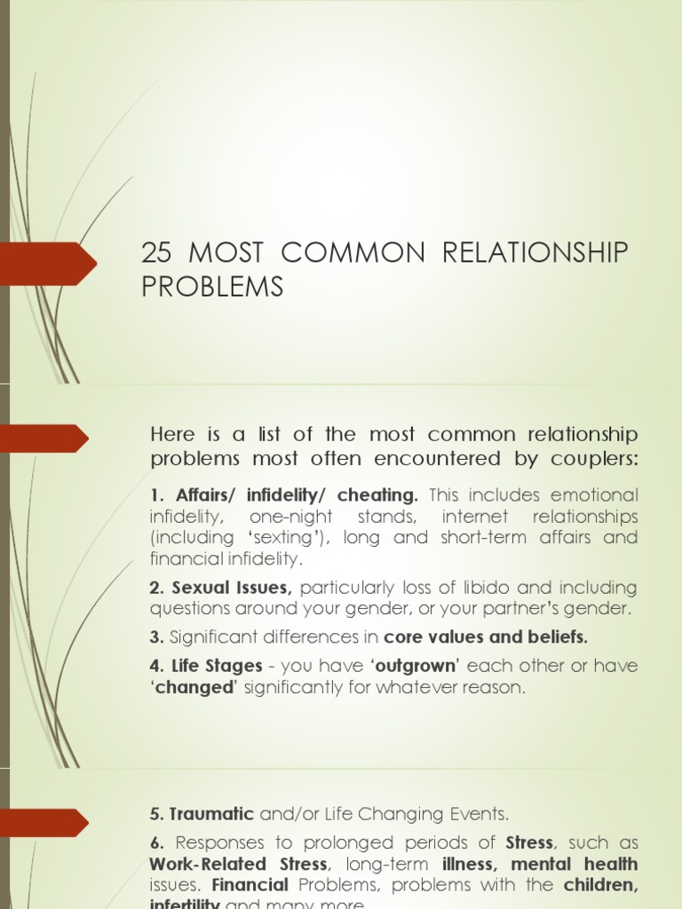 25 Most Common Relationship Problems | PDF | Infidelity | Domestic Violence