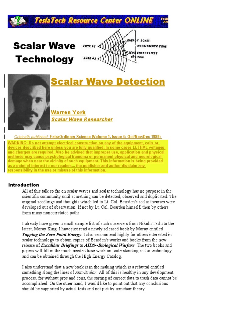 Scalar Wave Technology | PDF | Theory | Electromagnetic Field